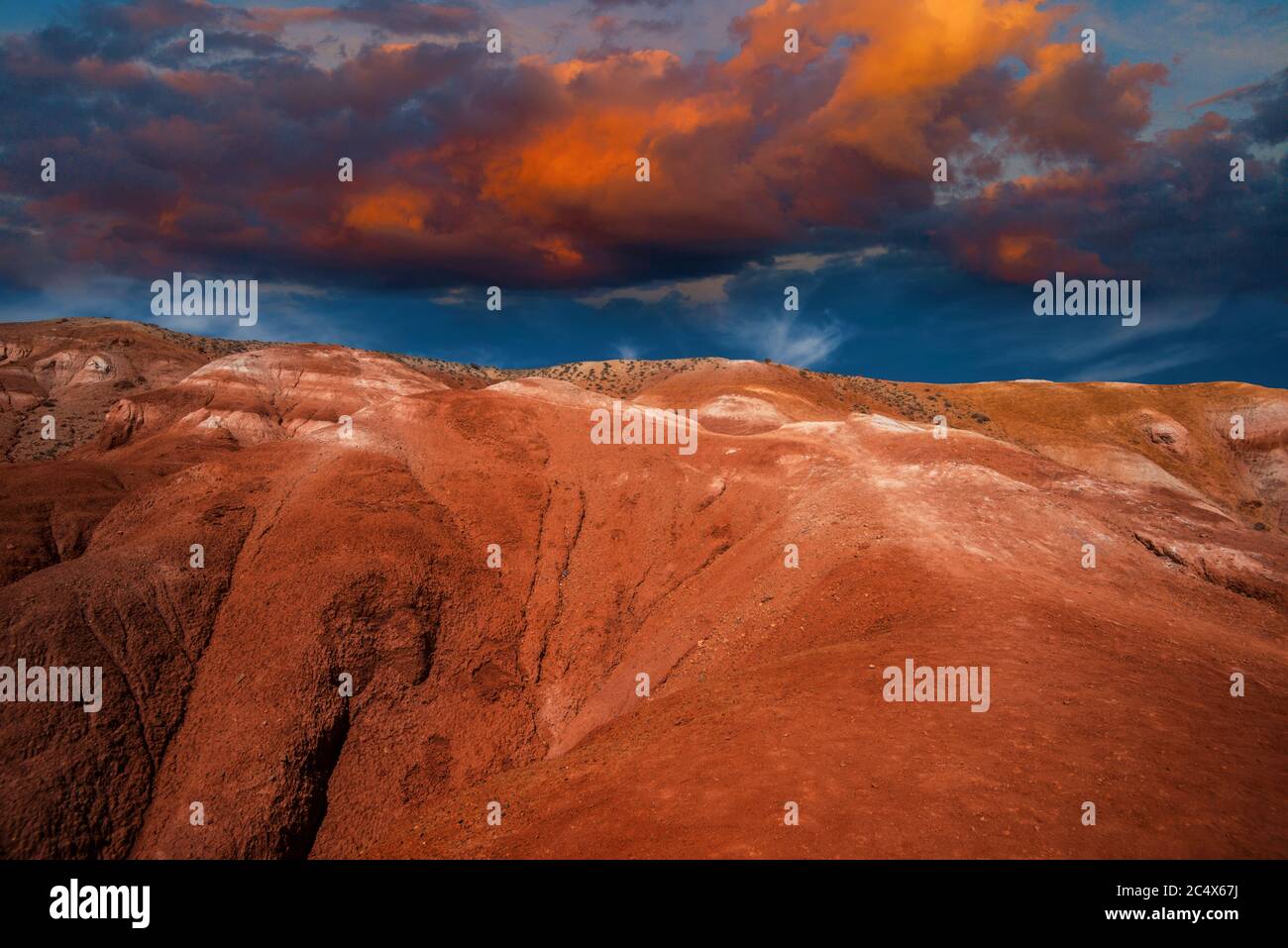 Mars landscape with beauty sky sunset Stock Photo - Alamy