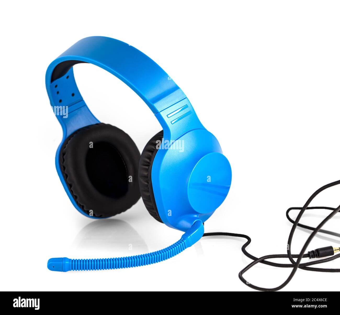 the Blue headset with microphone isolated over white Stock Photo - Alamy
