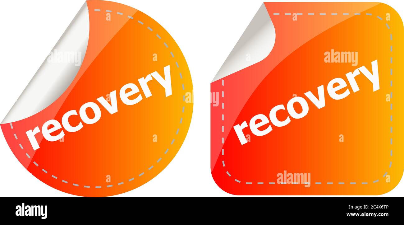 stickers label set business tag with recovery word Stock Photo - Alamy