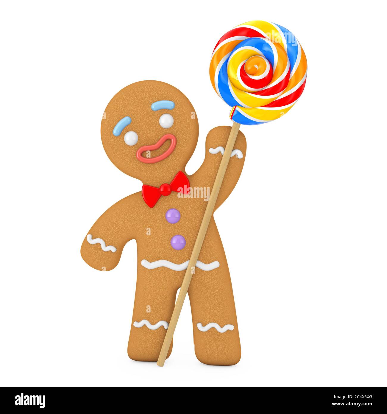 Holiday Decorated Classic Gingerbread Man Cookie hold Rainbow Swirl ...