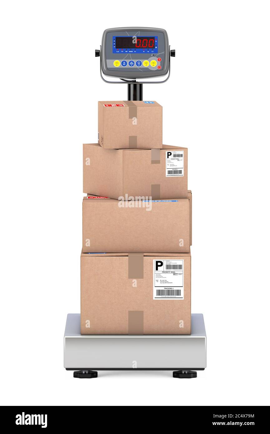 Box on a scale isolated Cut Out Stock Images & Pictures - Alamy