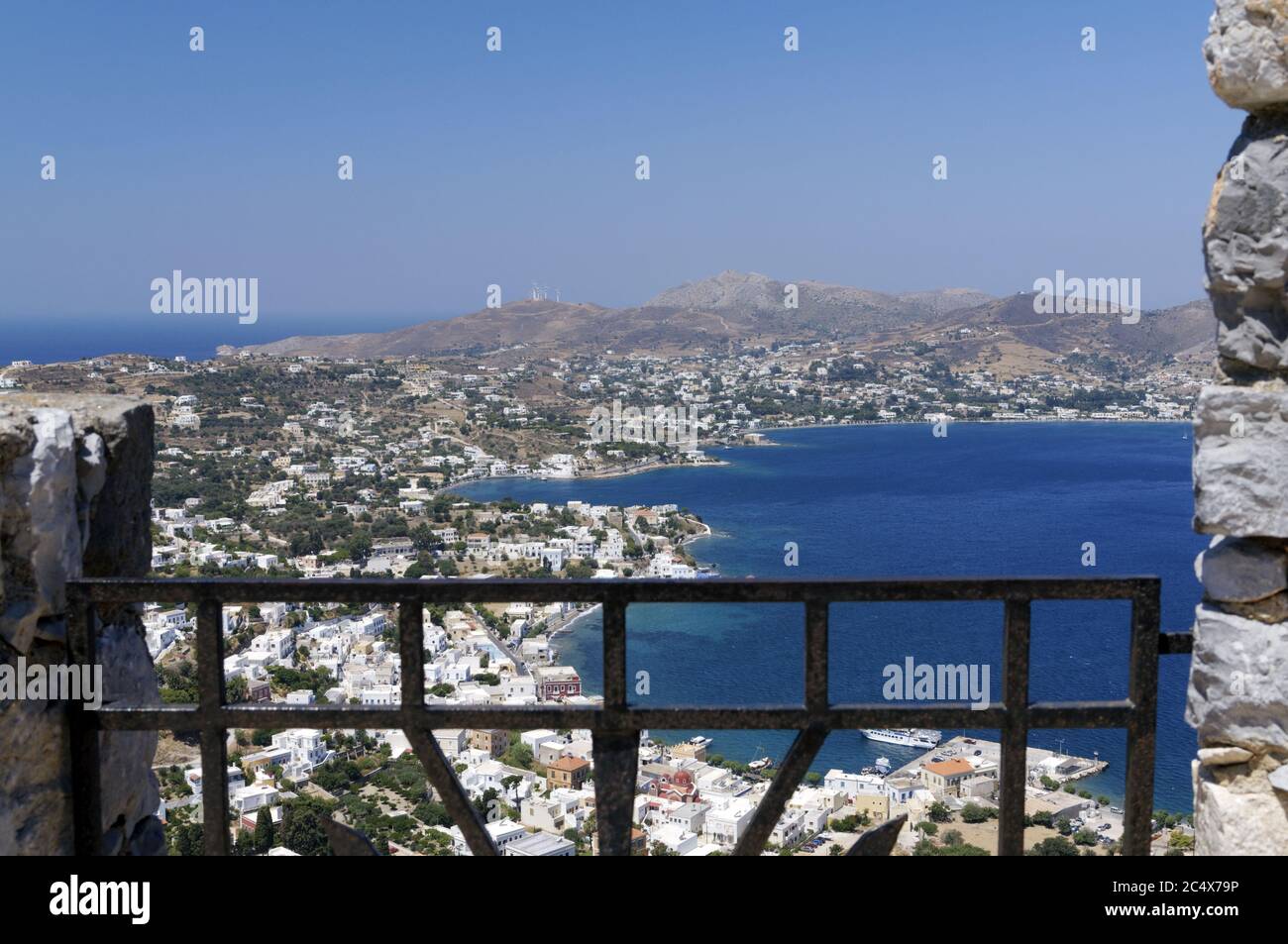 View of Aghia Marina and Alinta Bay from Panteli Castle, Leros ...