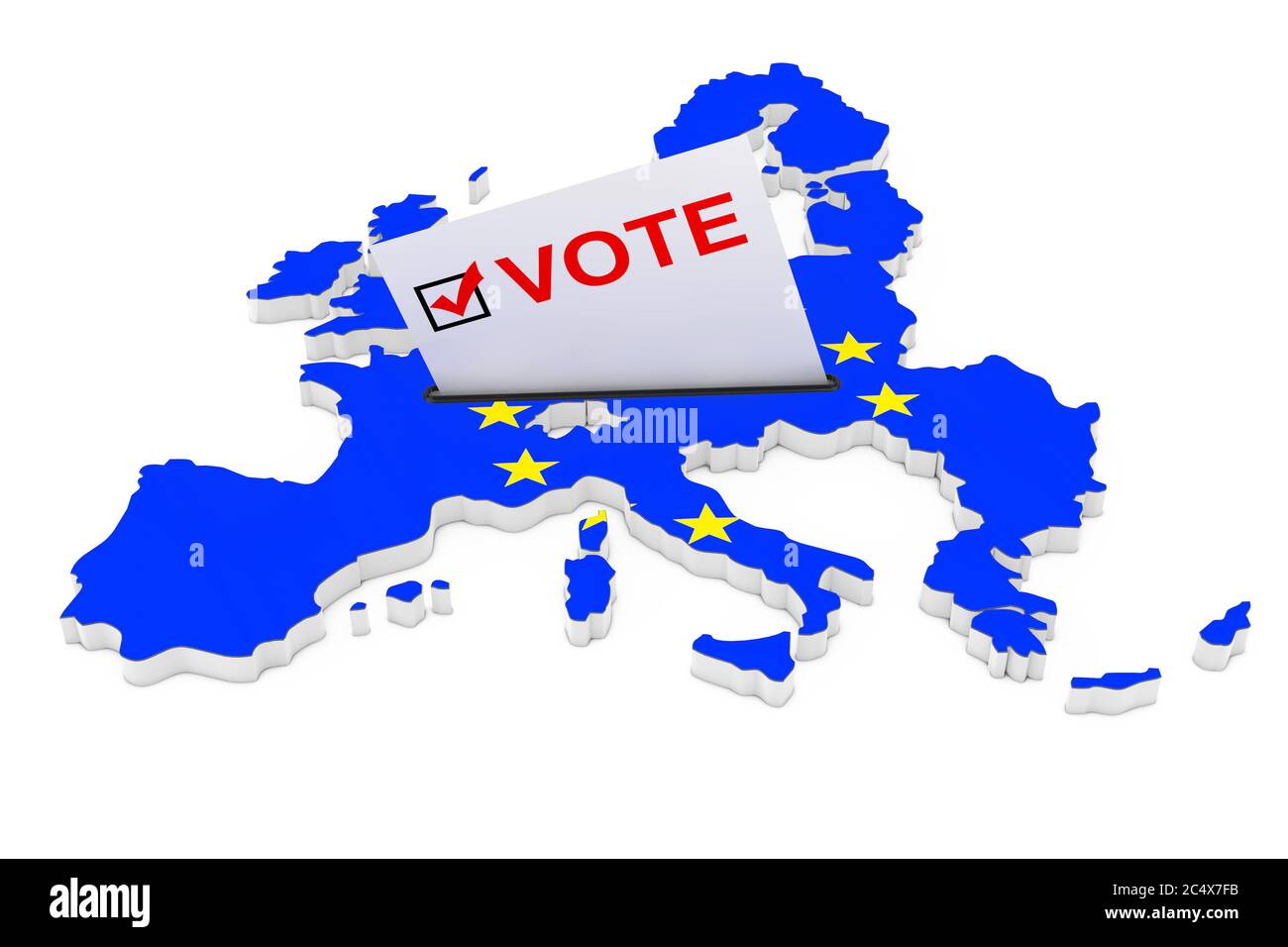 Voting in Europe Concept. Voting Card Half Inserted in Ballot Box in ...