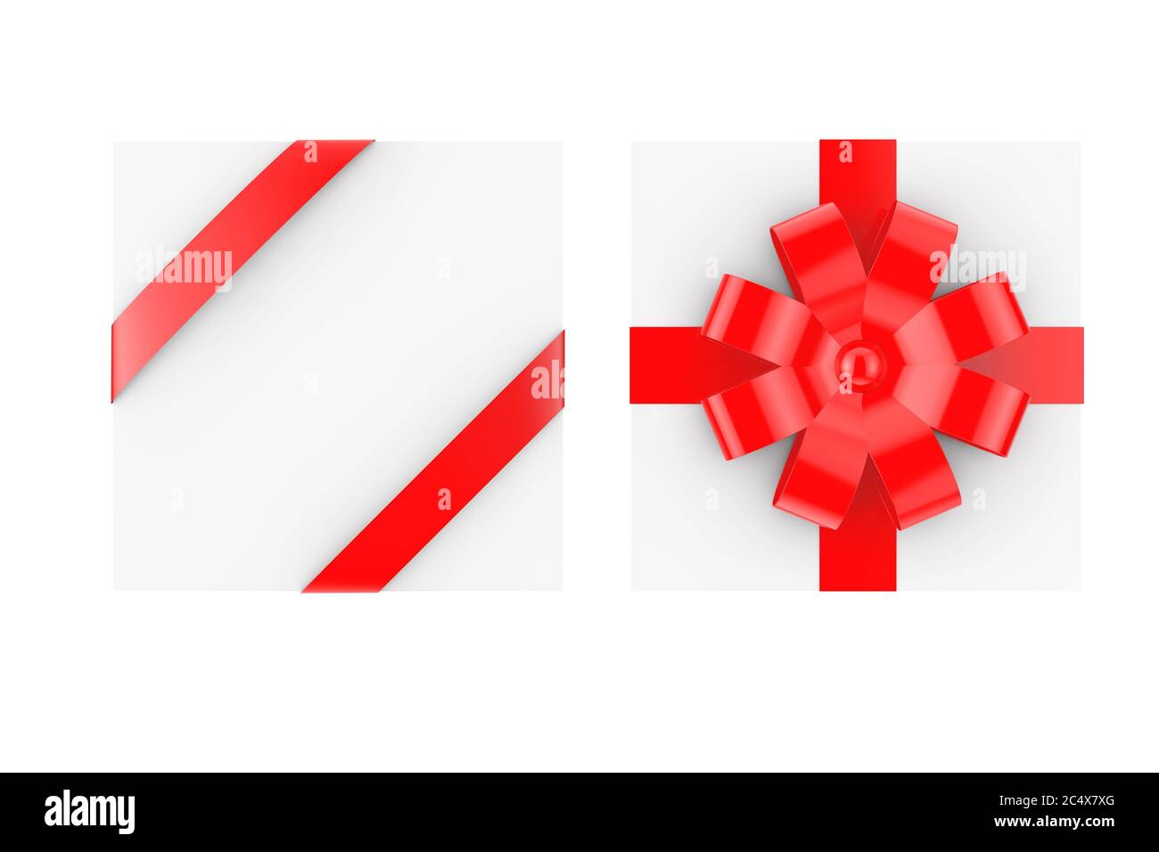 Blank Note Paper Card with Red Ribbon on a white background. 3d ...