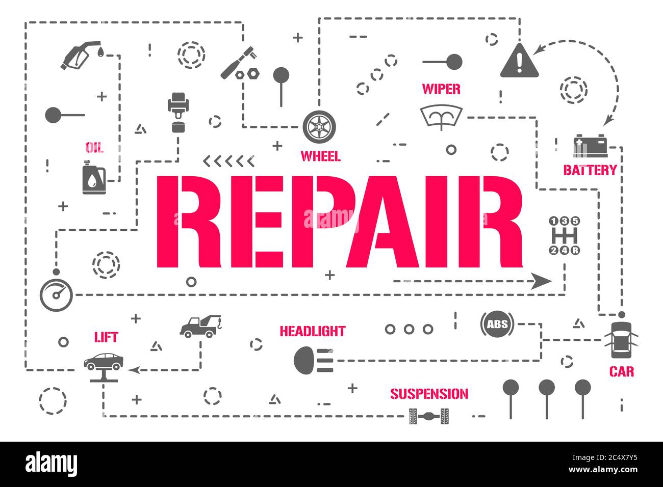Repair word concepts banner. Mechanic workshop restoration auto. Car ...