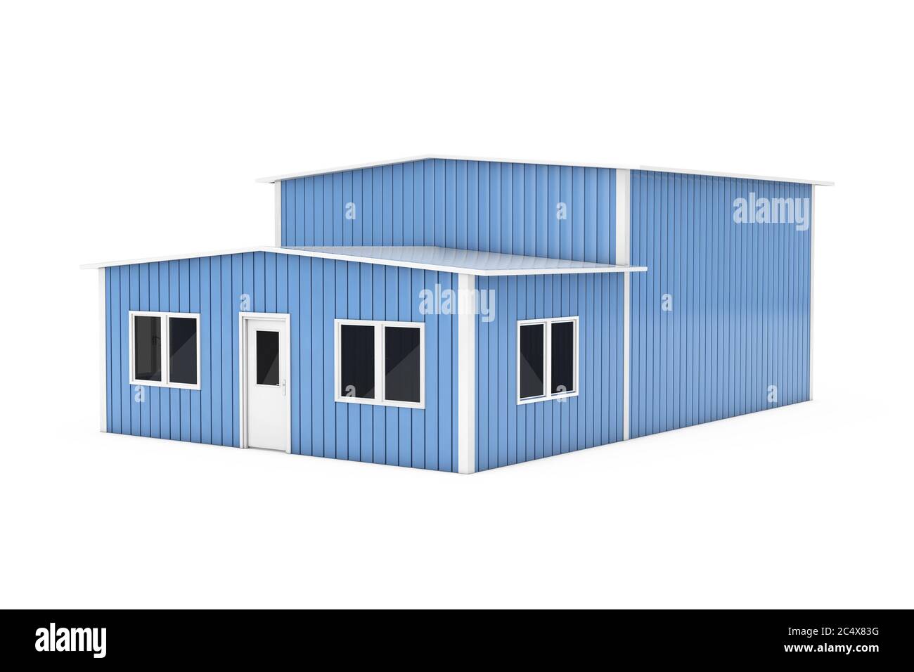 Office and Storage Warehouse Building on a white background. 3d ...
