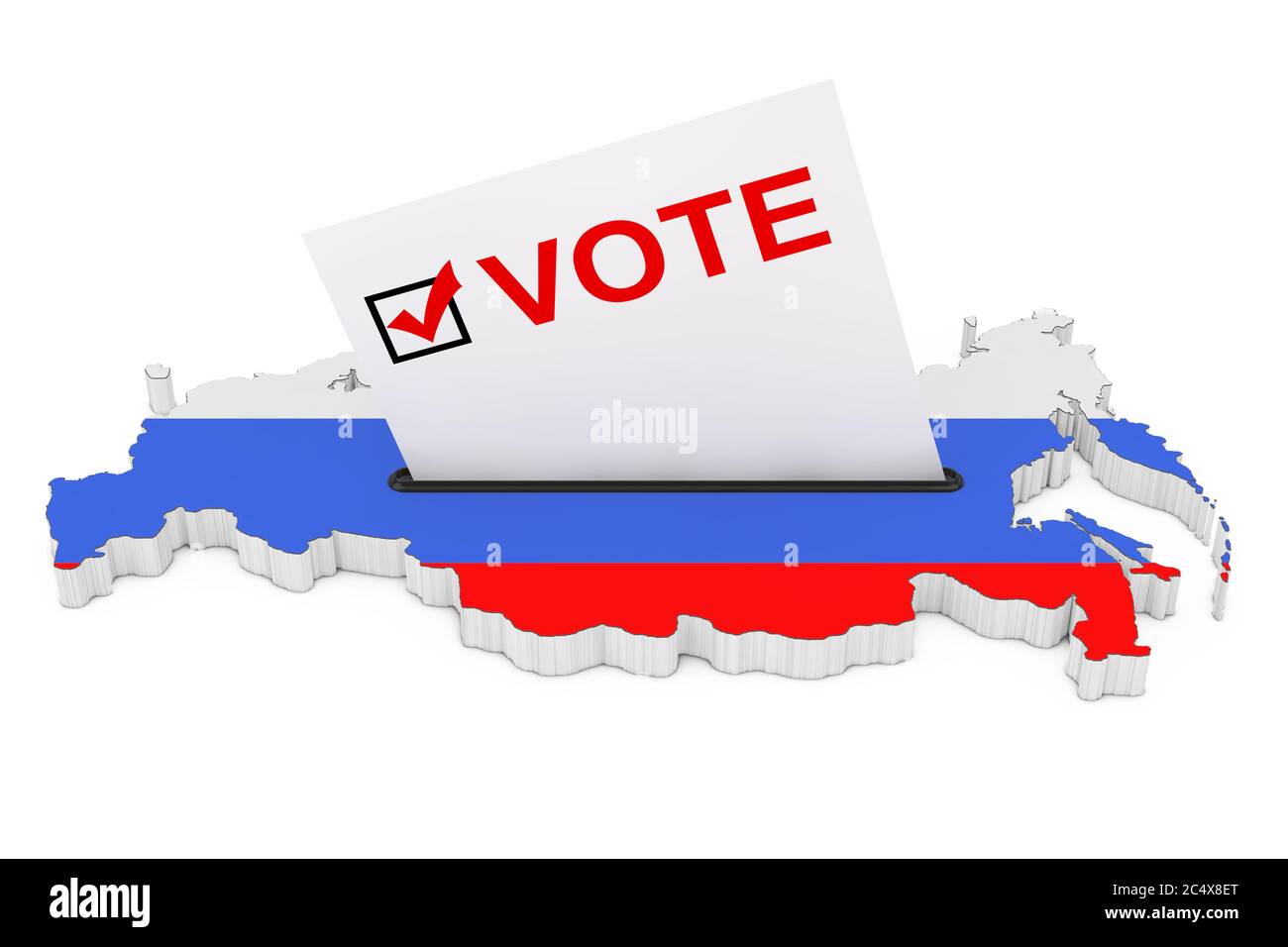 Voting in Russia Concept. Voting Card Half Inserted in Ballot Box in ...