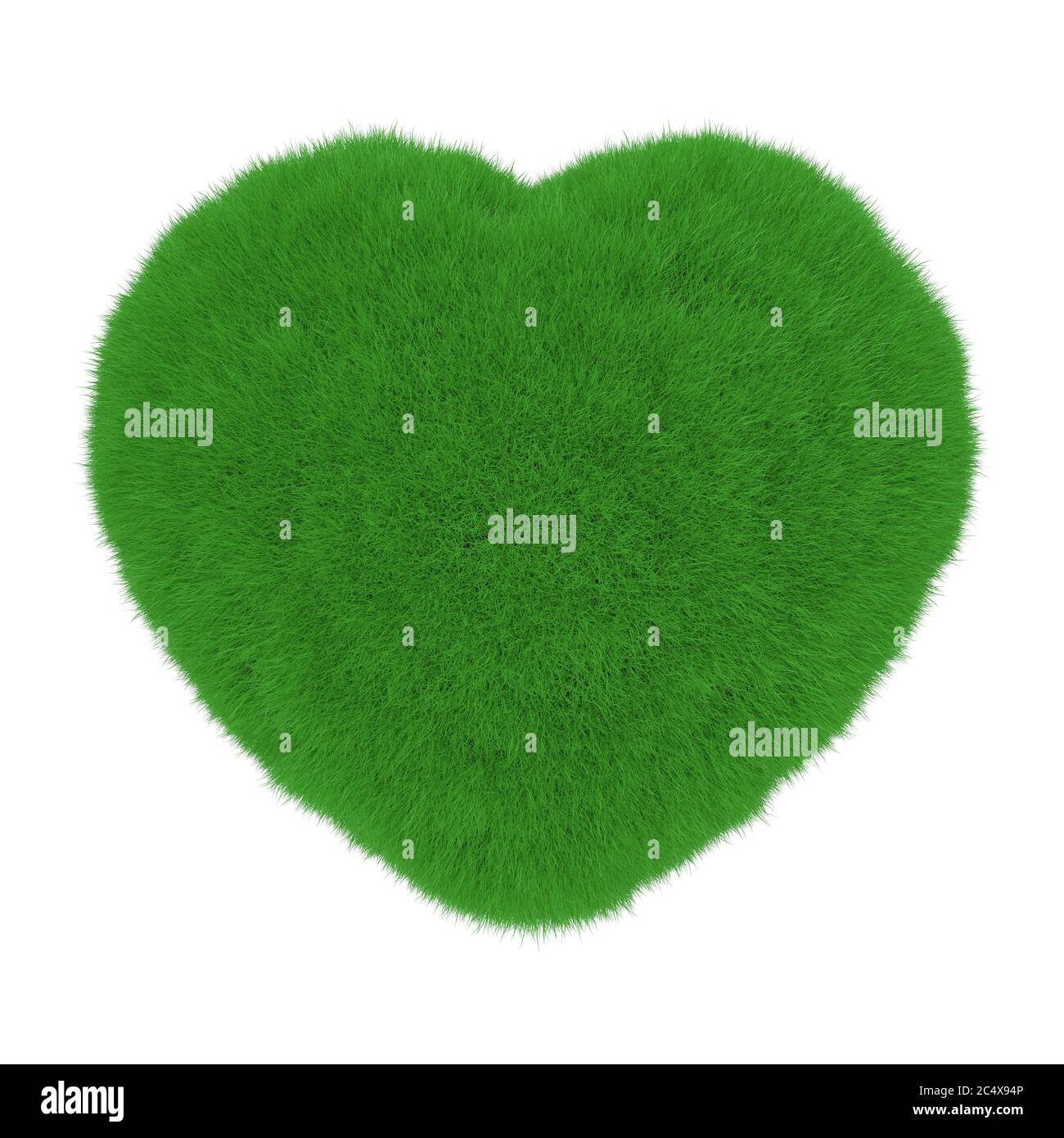 Ecology Concept. Green Healthy Grass Heart on a white background. 3d ...