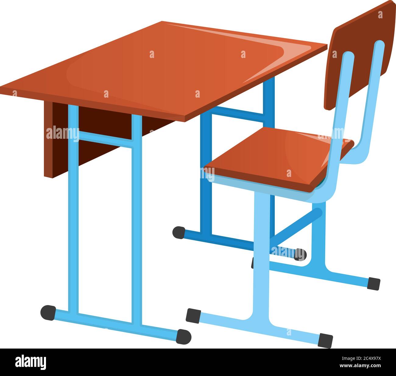 School desk icon isolated on white, cartoon vector illustration ...