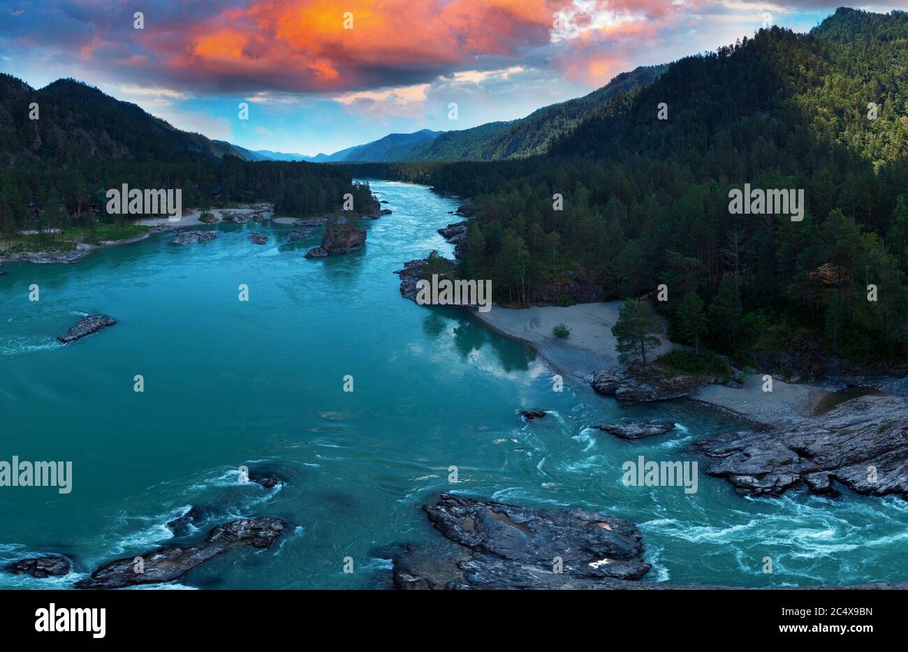 Aerial view of Katun river Stock Photo - Alamy