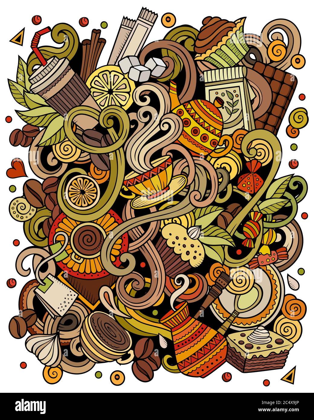 Cafe funny hand drawn vector doodles illustration Stock Vector Image ...