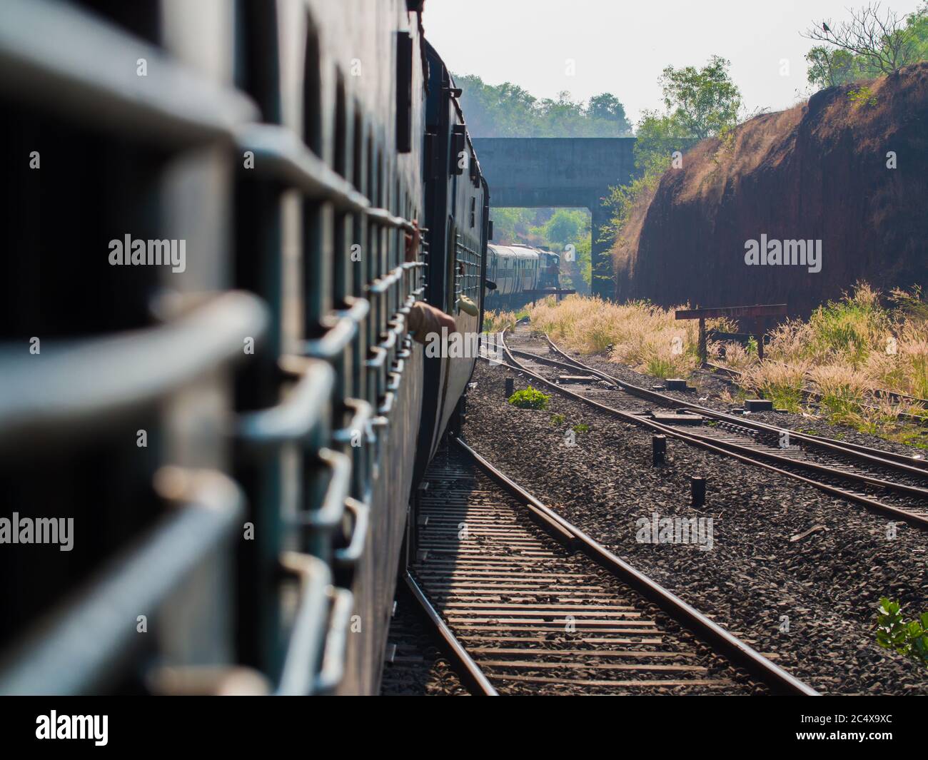 A traditional train carriage in India in transit Stock Photo - Alamy