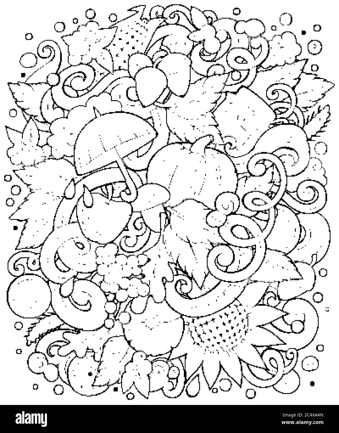 Cartoon cute doodles hand drawn autumn illustration Stock Vector Image ...