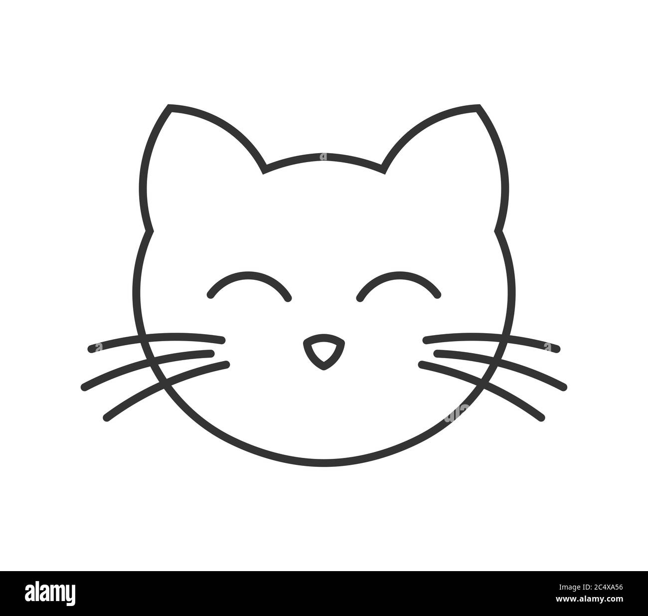 Cute Cat Face Line Icon Vector Illustration Stock Vector Image And Art Alamy