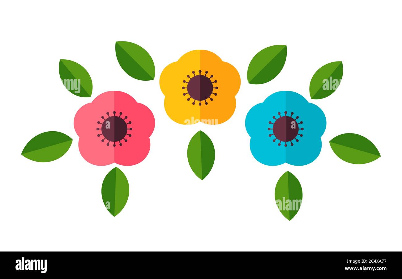 Colorful flowers, flat design element. Vector illustration Stock Vector ...