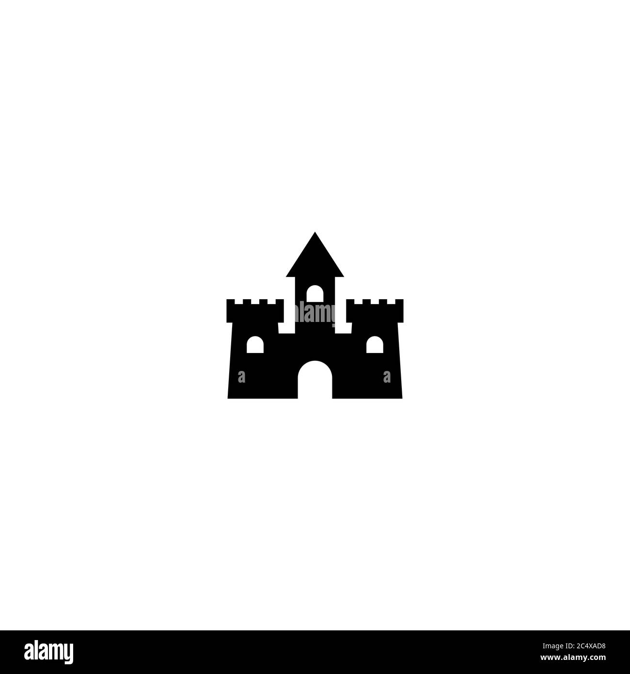 Castle icon. Tower, defense, fortress, safety sign. Landmark button ...