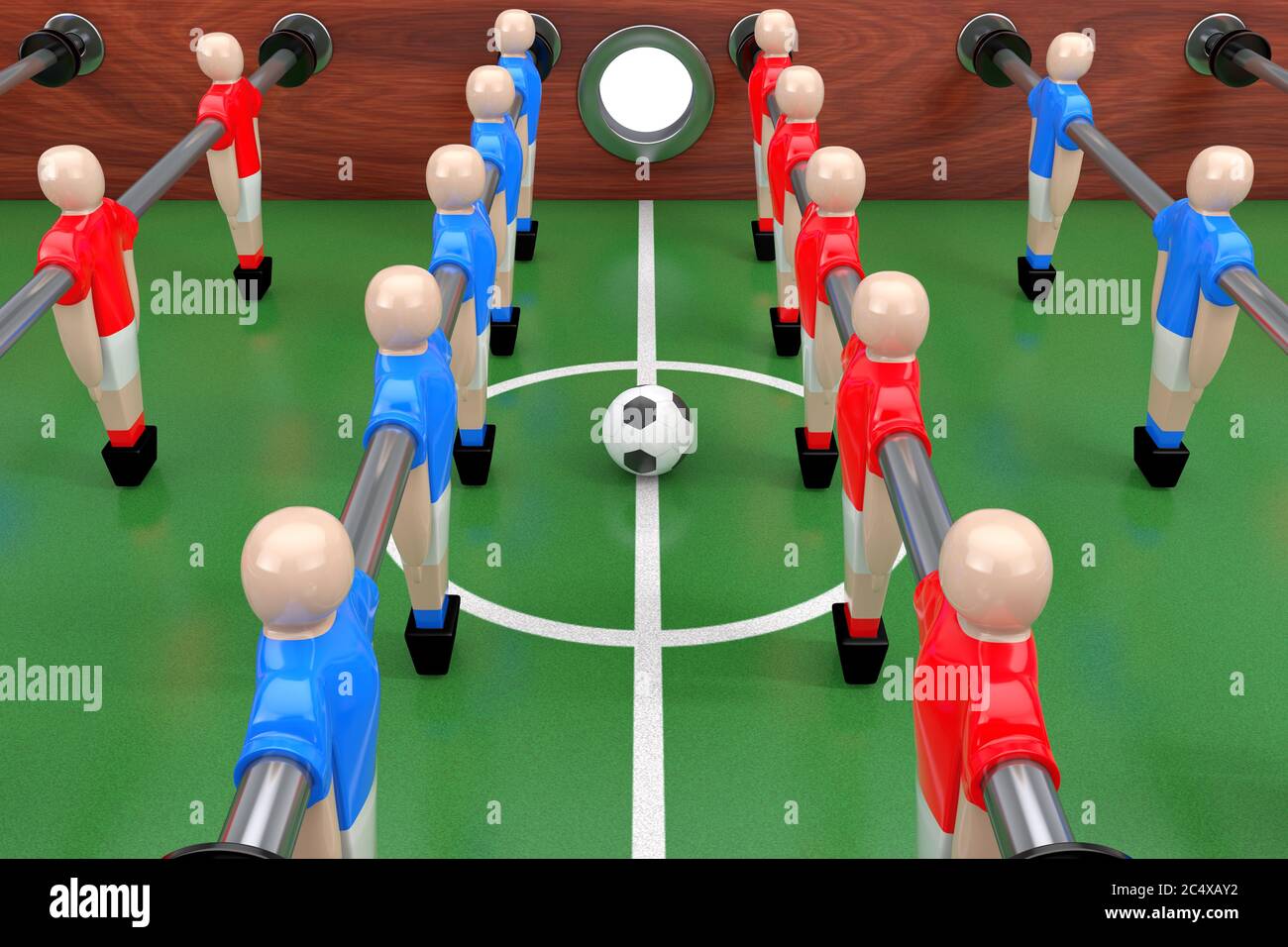 Soccer Table Football Game extreme closeup. 3d Rendering Stock Photo ...