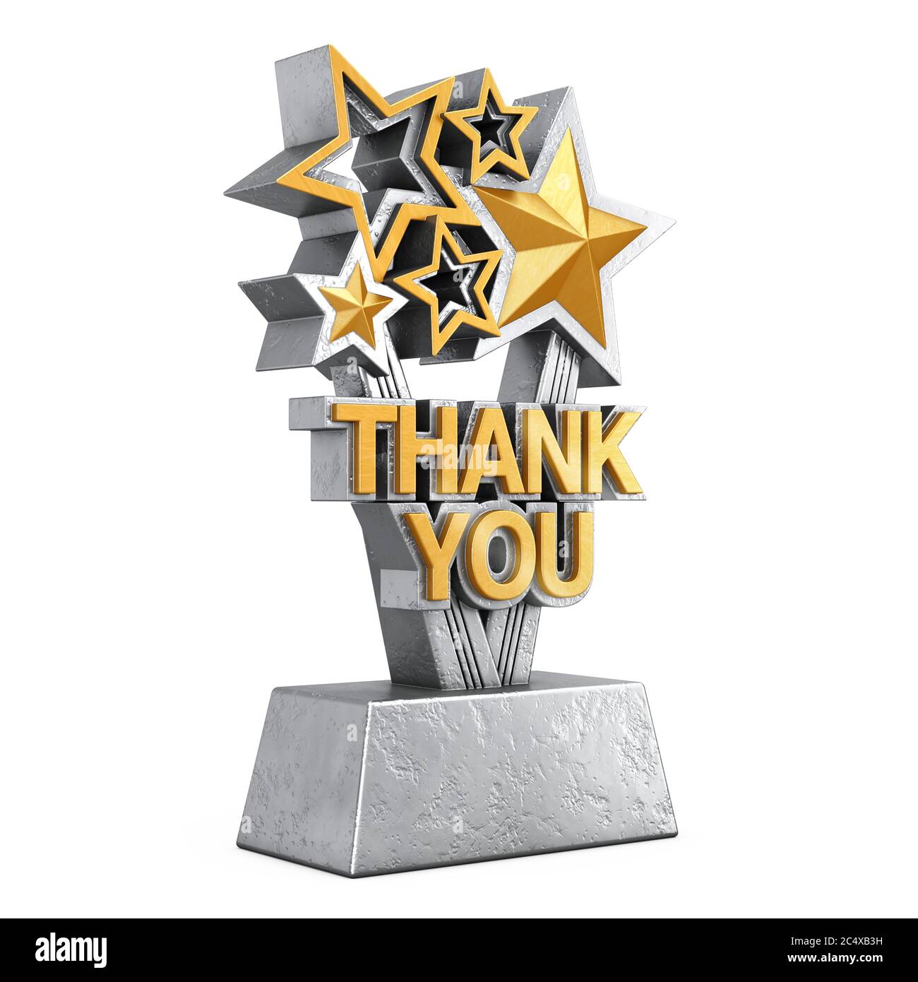 Award Trophy with Golden Thank You Sign on a white background. 3d ...