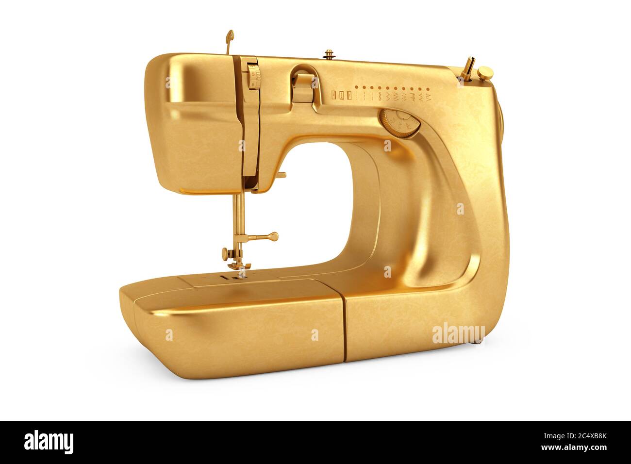 Golden Modern Sewing Machine on a white background. 3d Rendering Stock ...