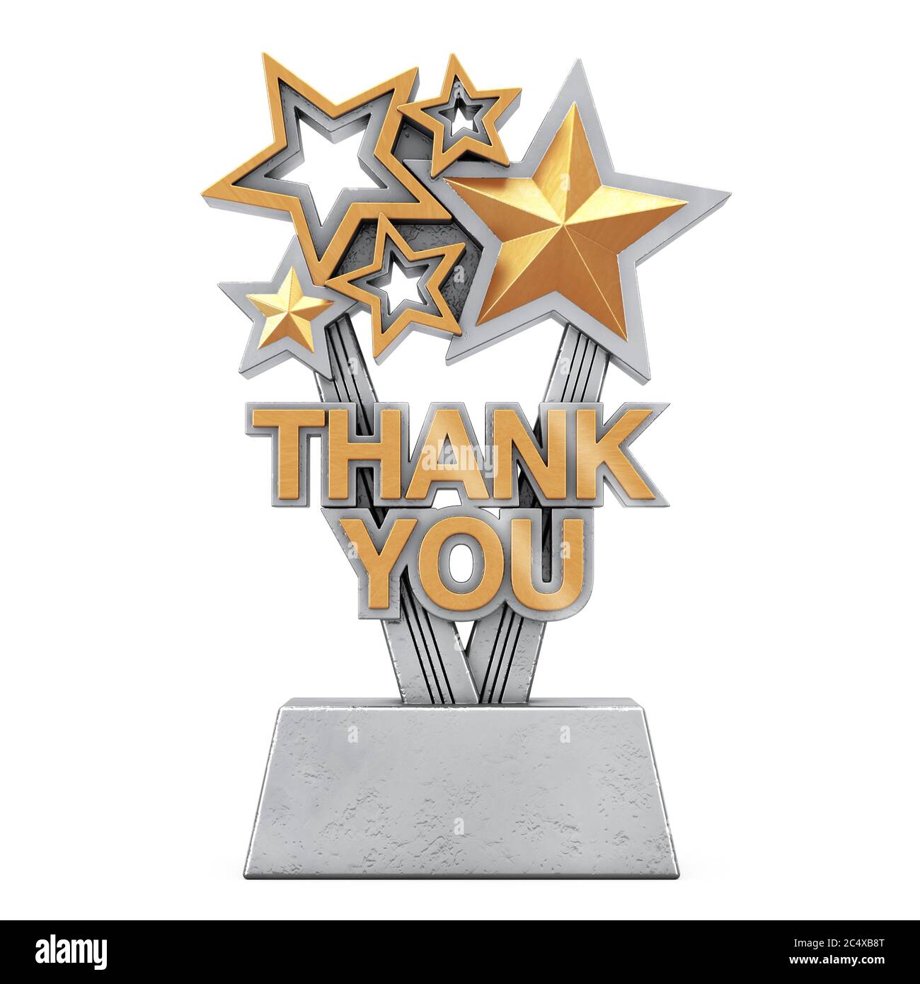 Award Trophy with Golden Thank You Sign on a white background. 3d ...