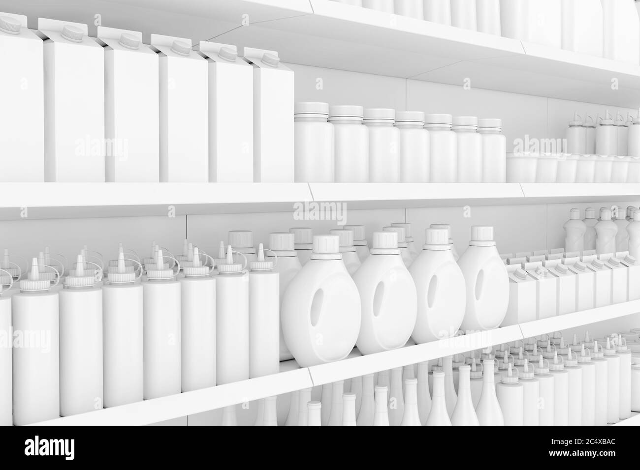 Supermarket Shelving Rack with Blank Products or Goods in Clay Style ...