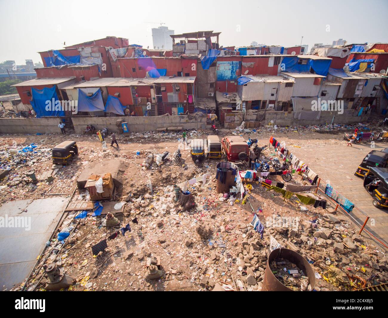 Mumbai, India - December 17, 2018: Poor and impoverished slums of ...