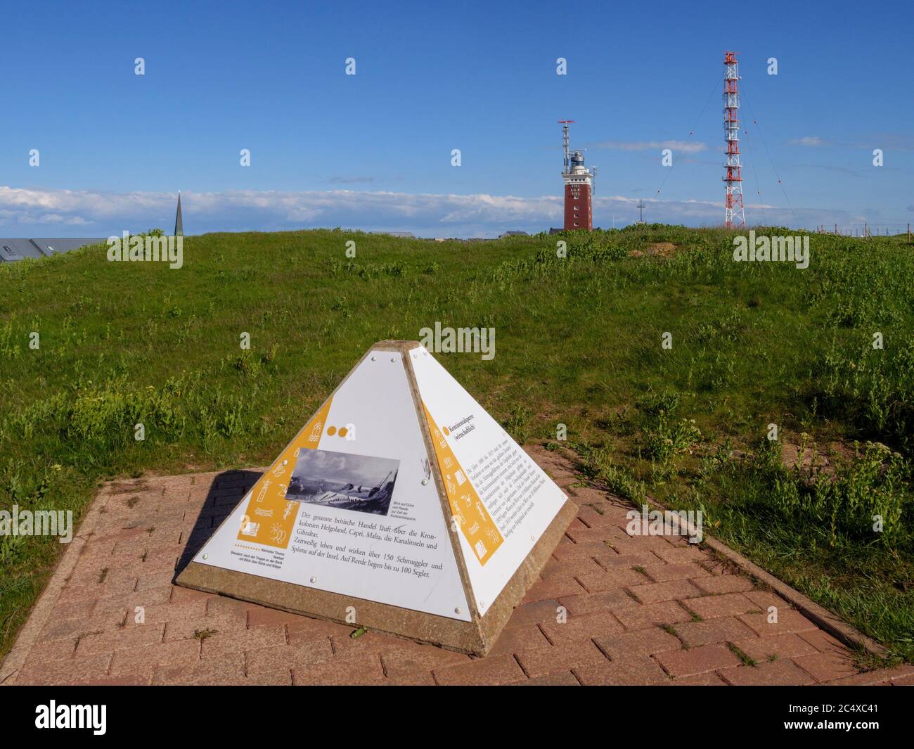 History trail, lighthouse and radio tower, Oberland, Helgoland island ...