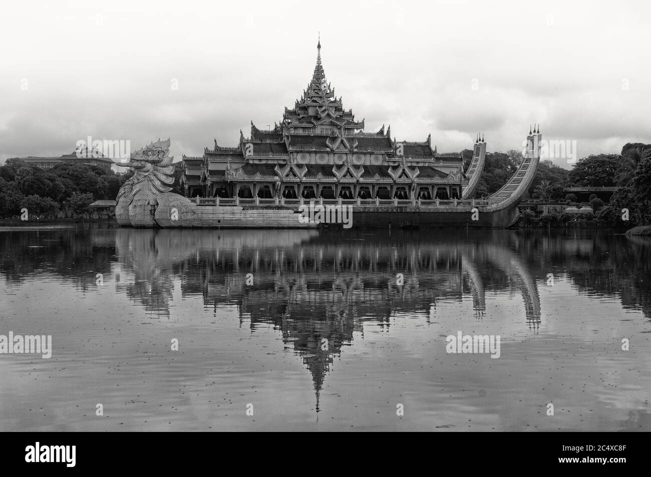 The royal barge style Karawek Barge on Kandawygi Lake, Yangon, Myanmar ...