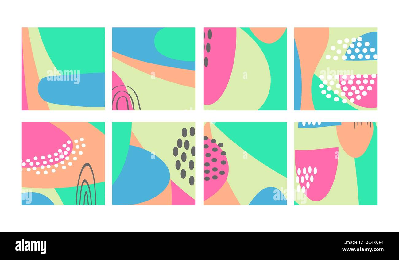 Set of fun hand drawn colorful shapes, doodle objects, lines and dots ...