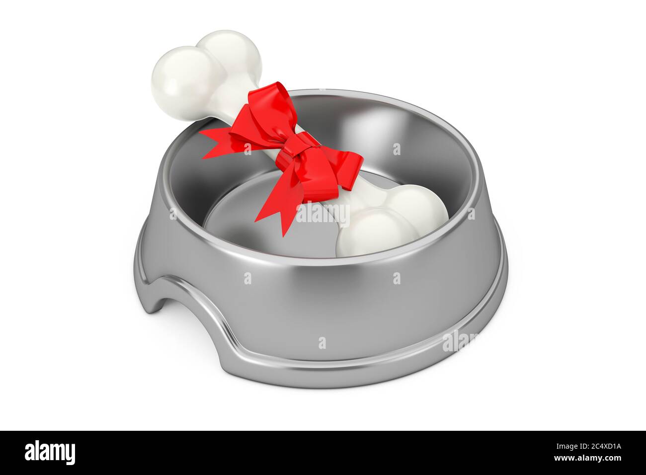 Present Dog Chew Bone Wrapped in Red Gift Ribbon in Stainless Steel ...