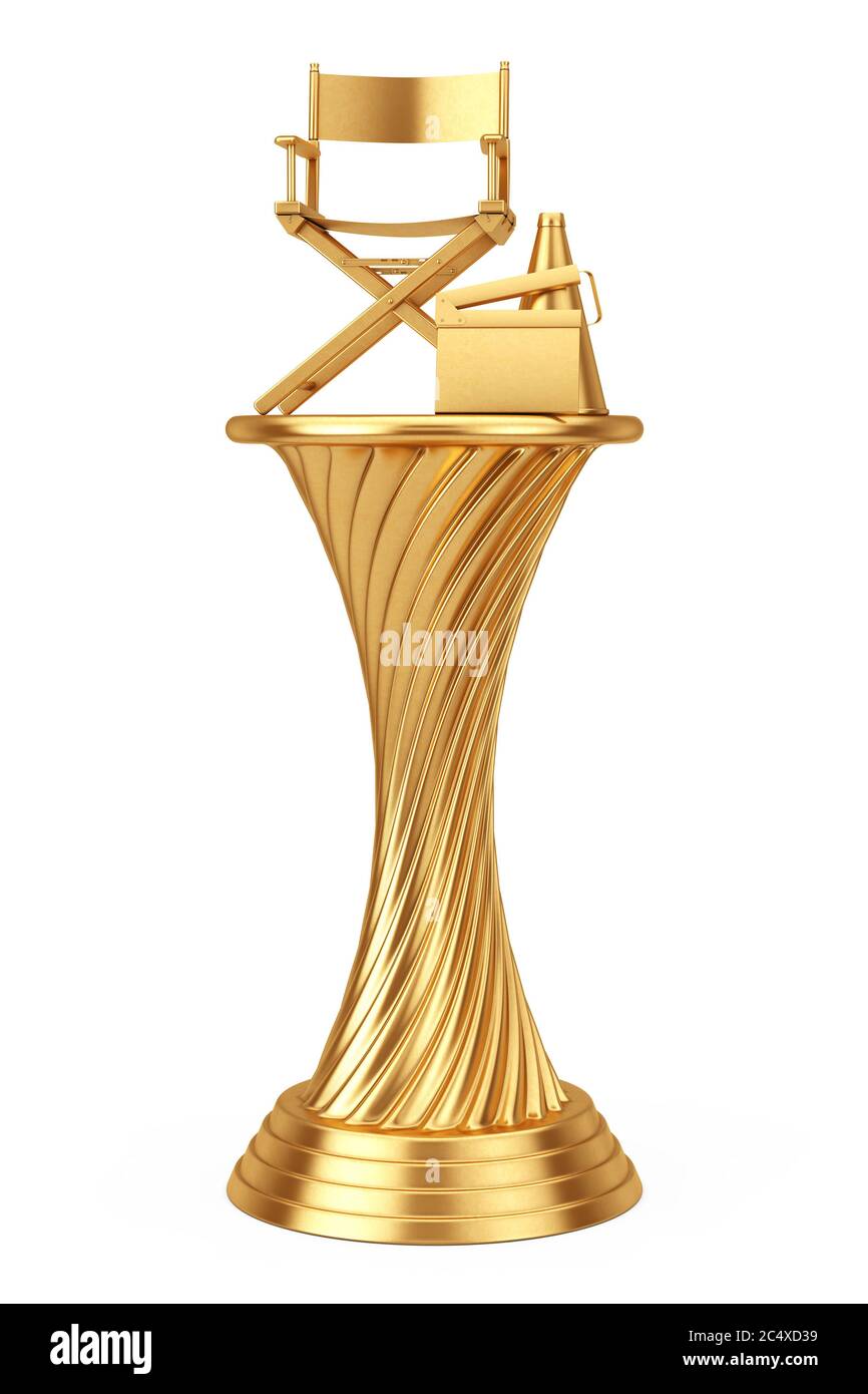 Cinema Award Concept. Golden Award Trophy Director Chair, Movie Clapper ...