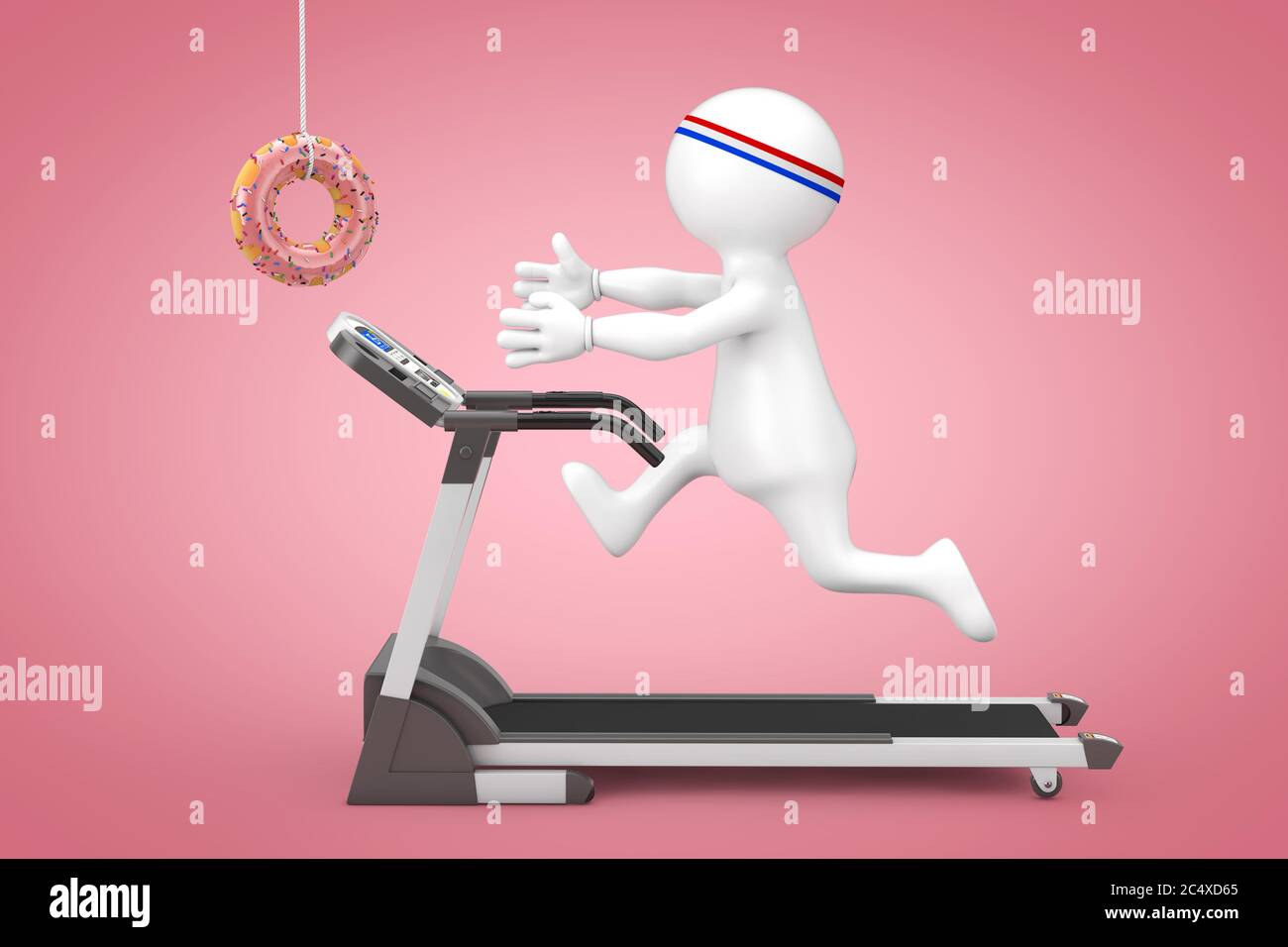 Fitness Concept. Person Runner Runs Along the Treadmill and Reaches for ...