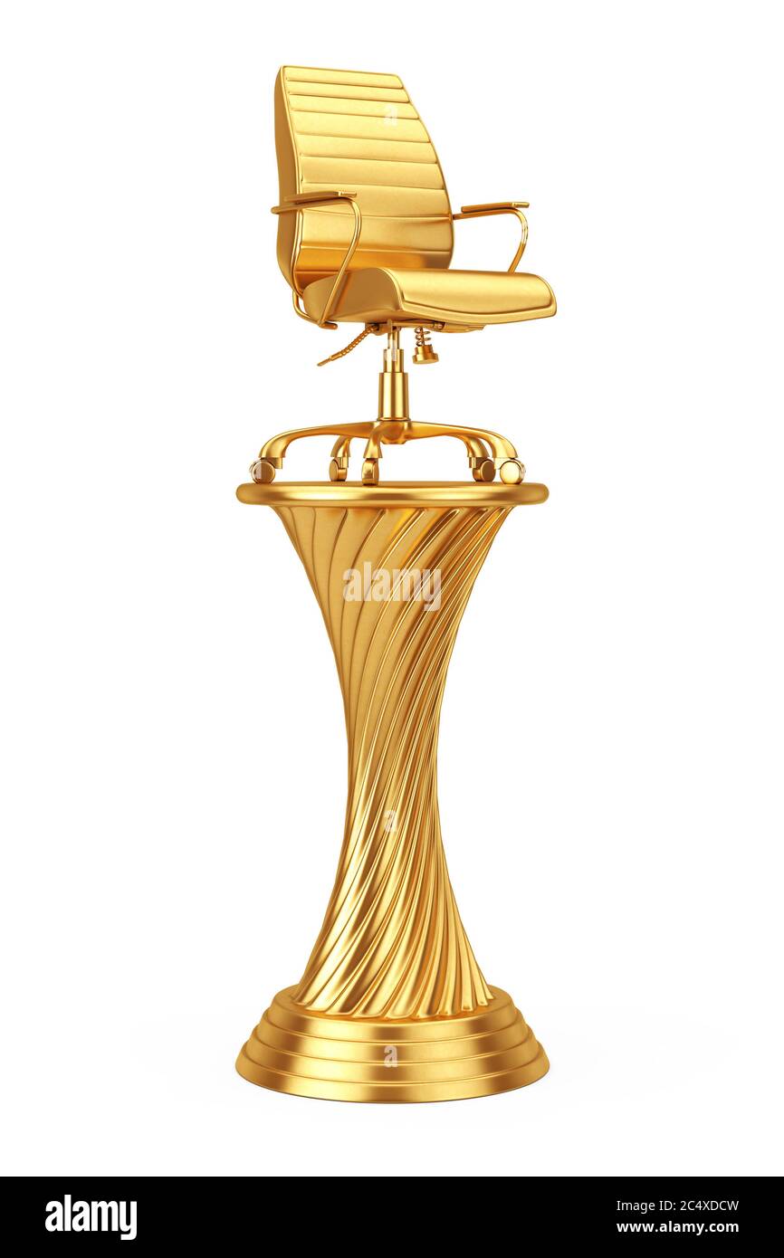 Business Award Concept. Golden Award Trophy Boss Office Chair on a ...