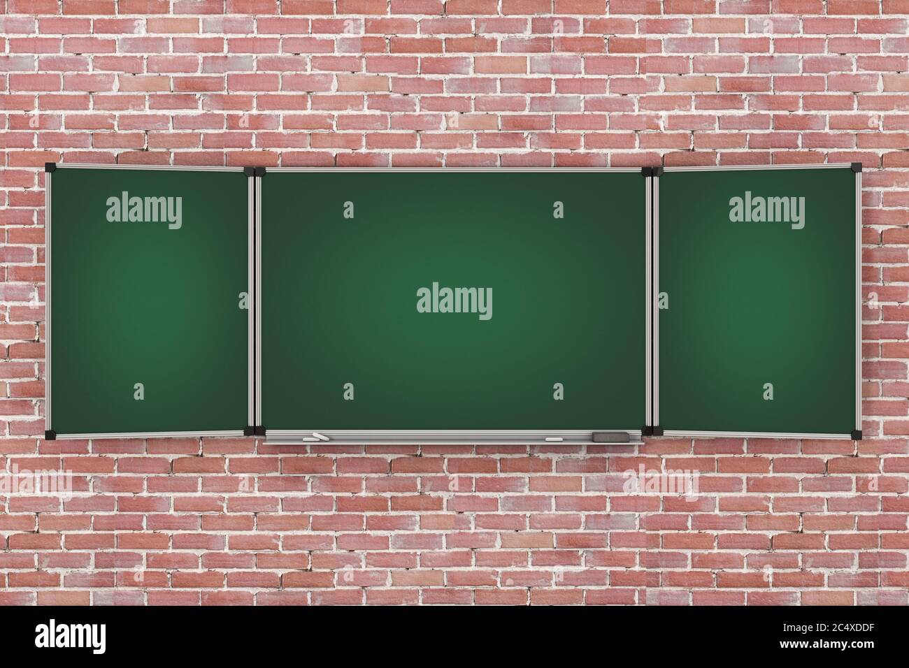 Green Blank Three Parts Chalkboard or Blackboard with Free Space for ...