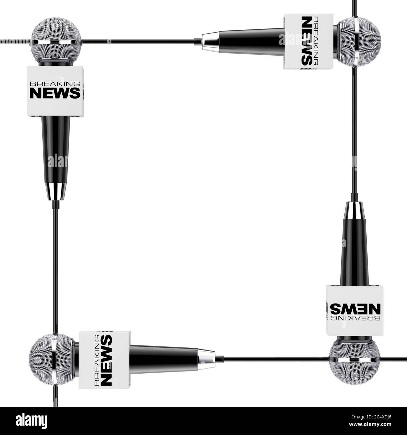 Microphones with Breaking News Sign Boxes as Frame with Blank Space for ...