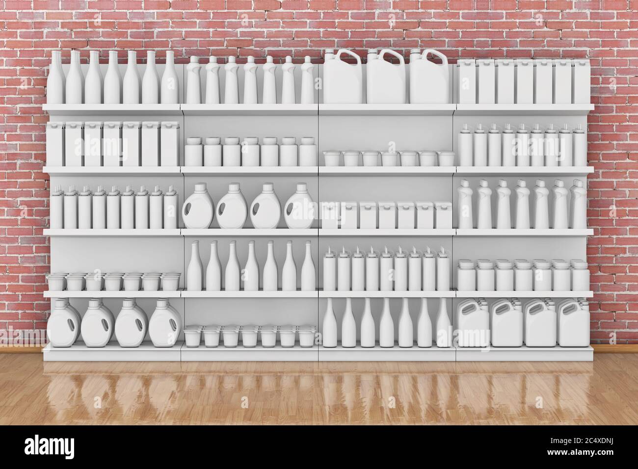 Supermarket Shelving Rack with Blank Products or Goods in Clay Style in ...
