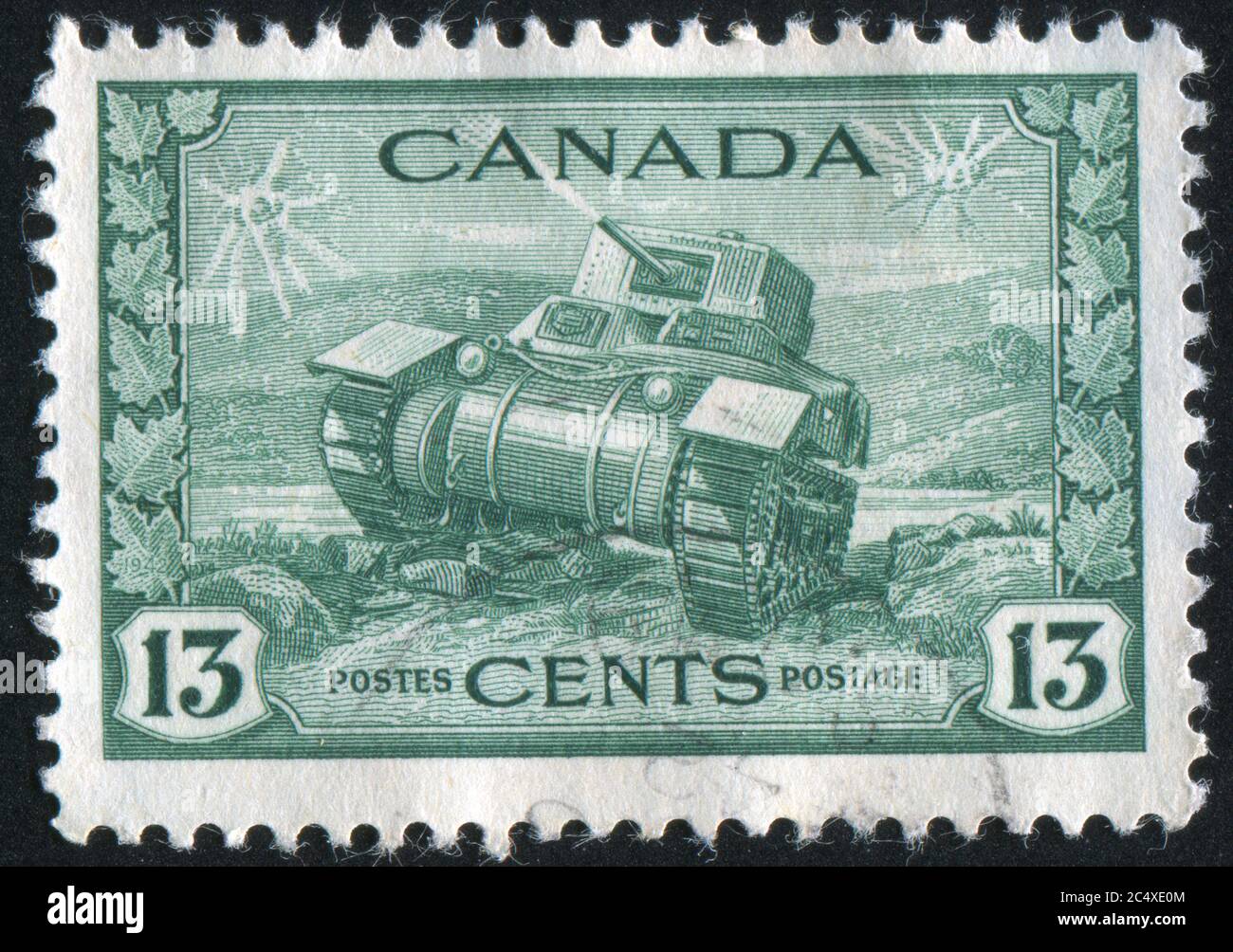 CANADA - CIRCA 1943: stamp printed by Canada, shows Tank, circa 1943 ...
