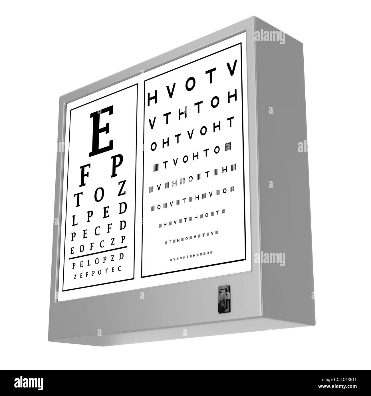 Snellen Eye Chart Test Light Box on a white background. 3d Rendering ...
