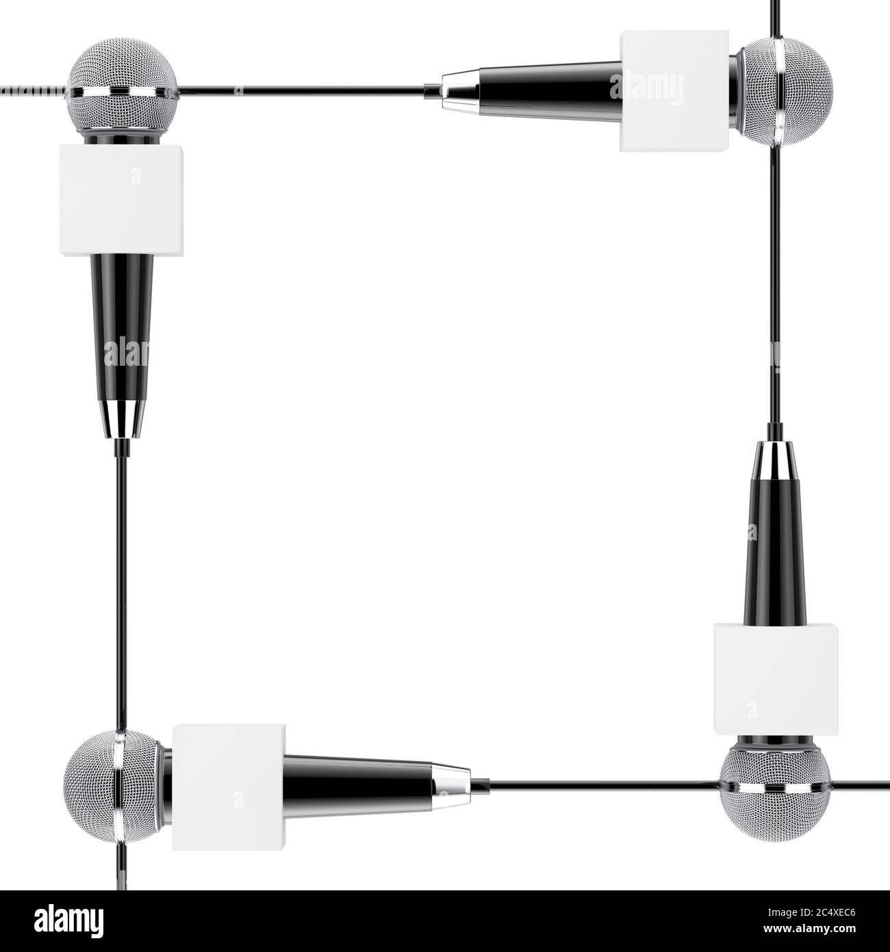 Microphones with Blank Boxes as Frame with Blank Space for Your Design ...