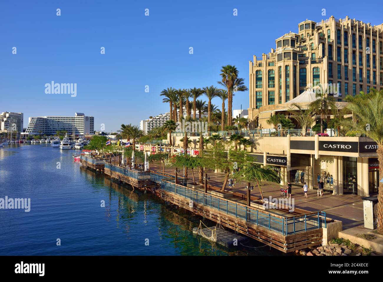 EILAT, ISRAEL - MARCH 31, 2015: Eilat city shown at sunset time, famous ...