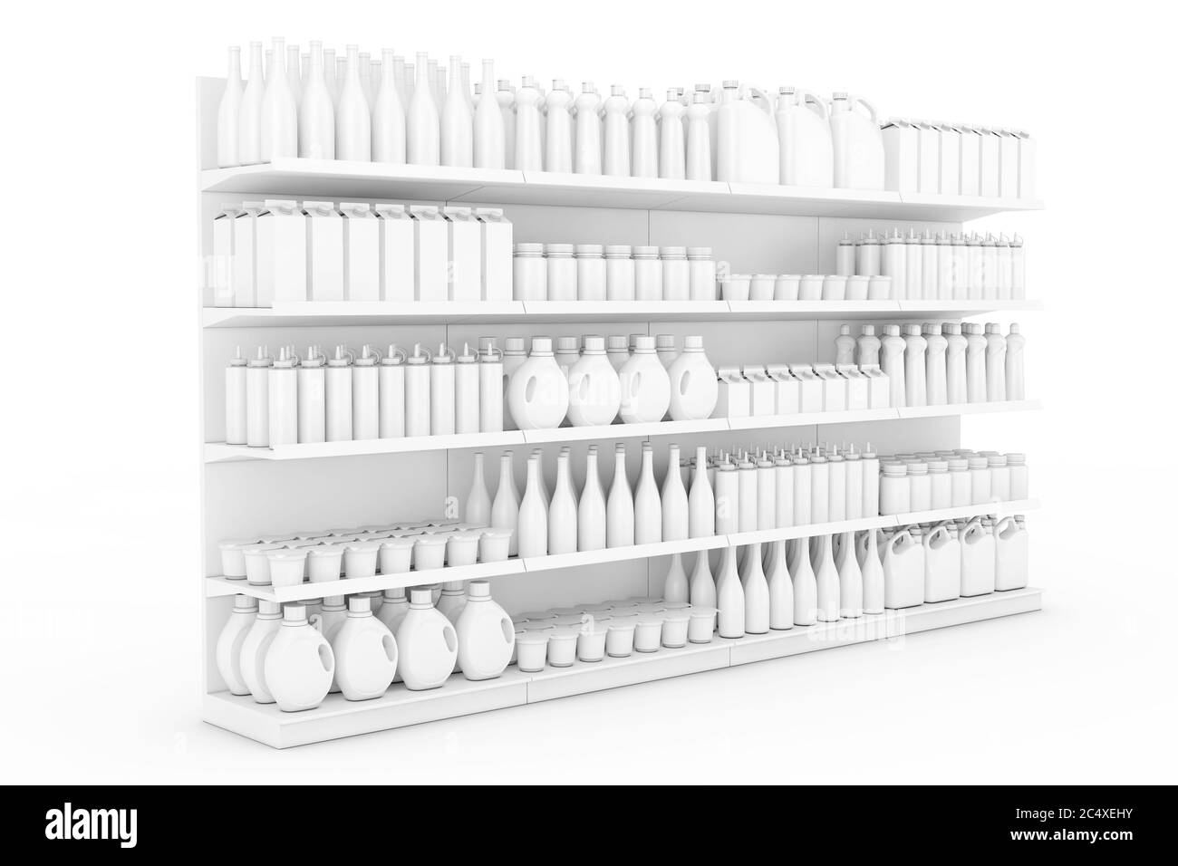Supermarket Shelving Rack with Blank Products or Goods in Clay Style on ...