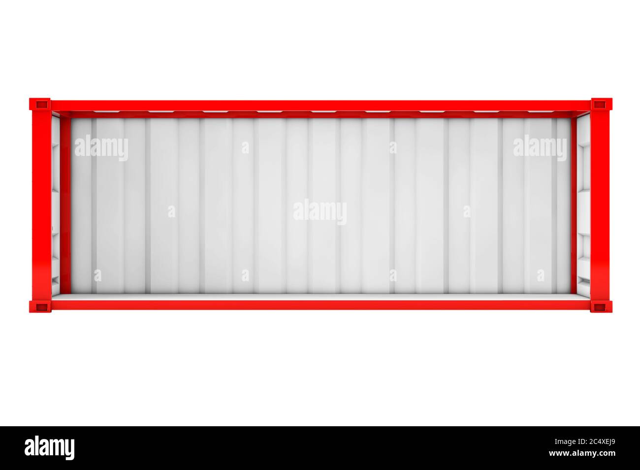 Empty Red Shipping Container with Removed Side Wall on a white background. 3d Rendering Stock ...
