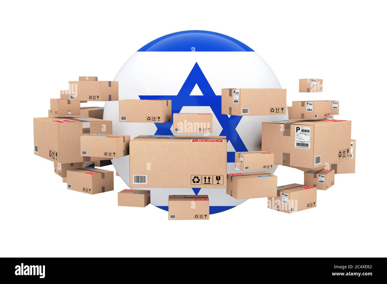 Global Shipping and Logistic Concept. Sphere with Israel Flag ...