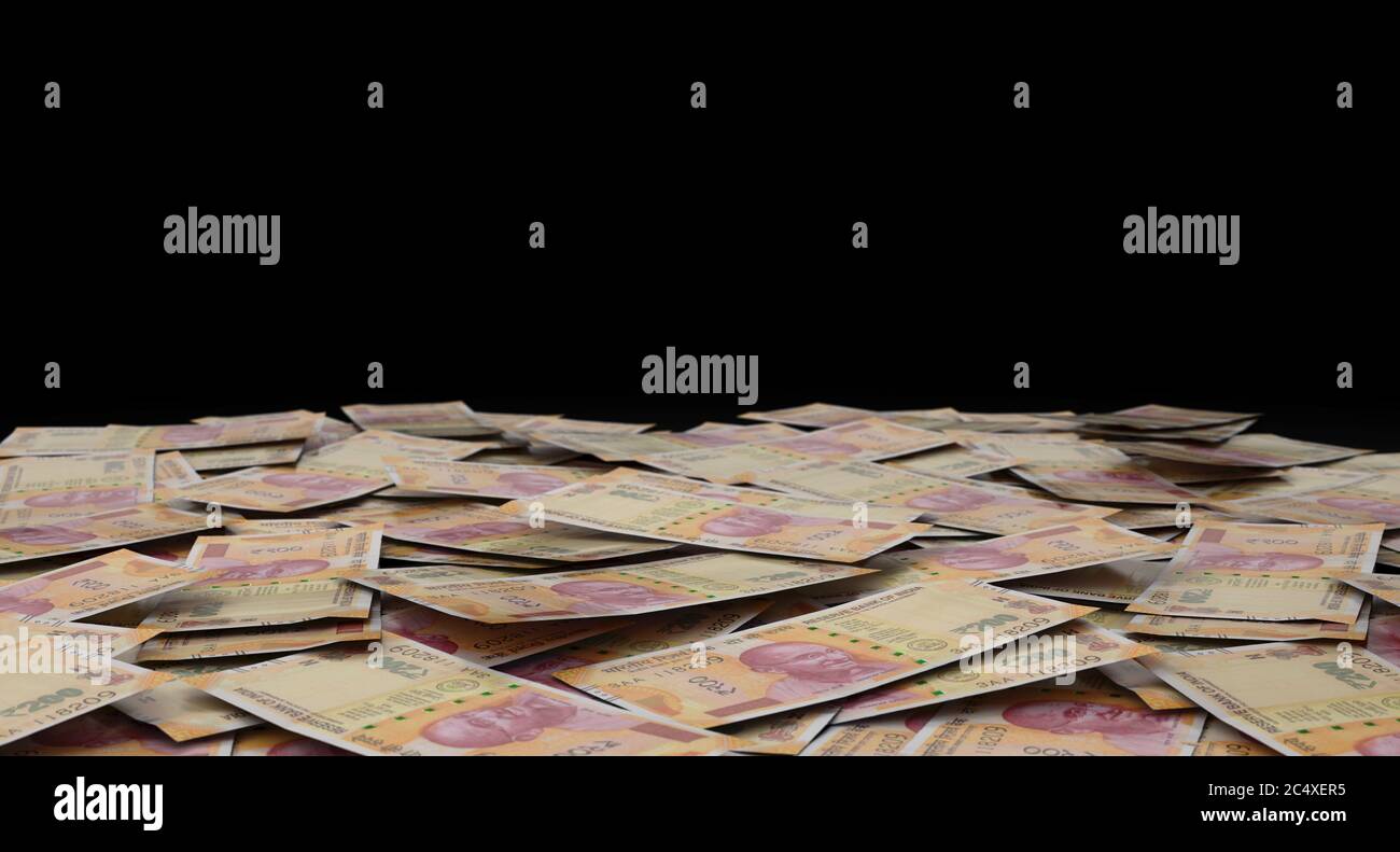 A close-up view of a scattered pile of Indian Rupee banknotes - 3D ...