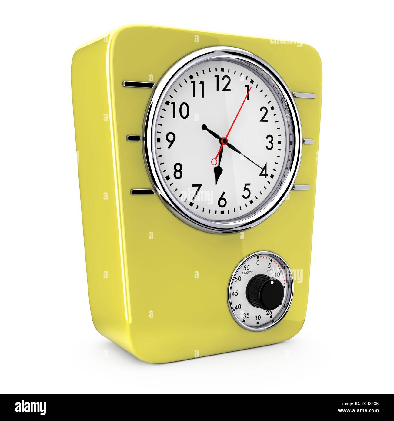 Retro Style Kitchen Clock with Timer on a white background. 3d ...