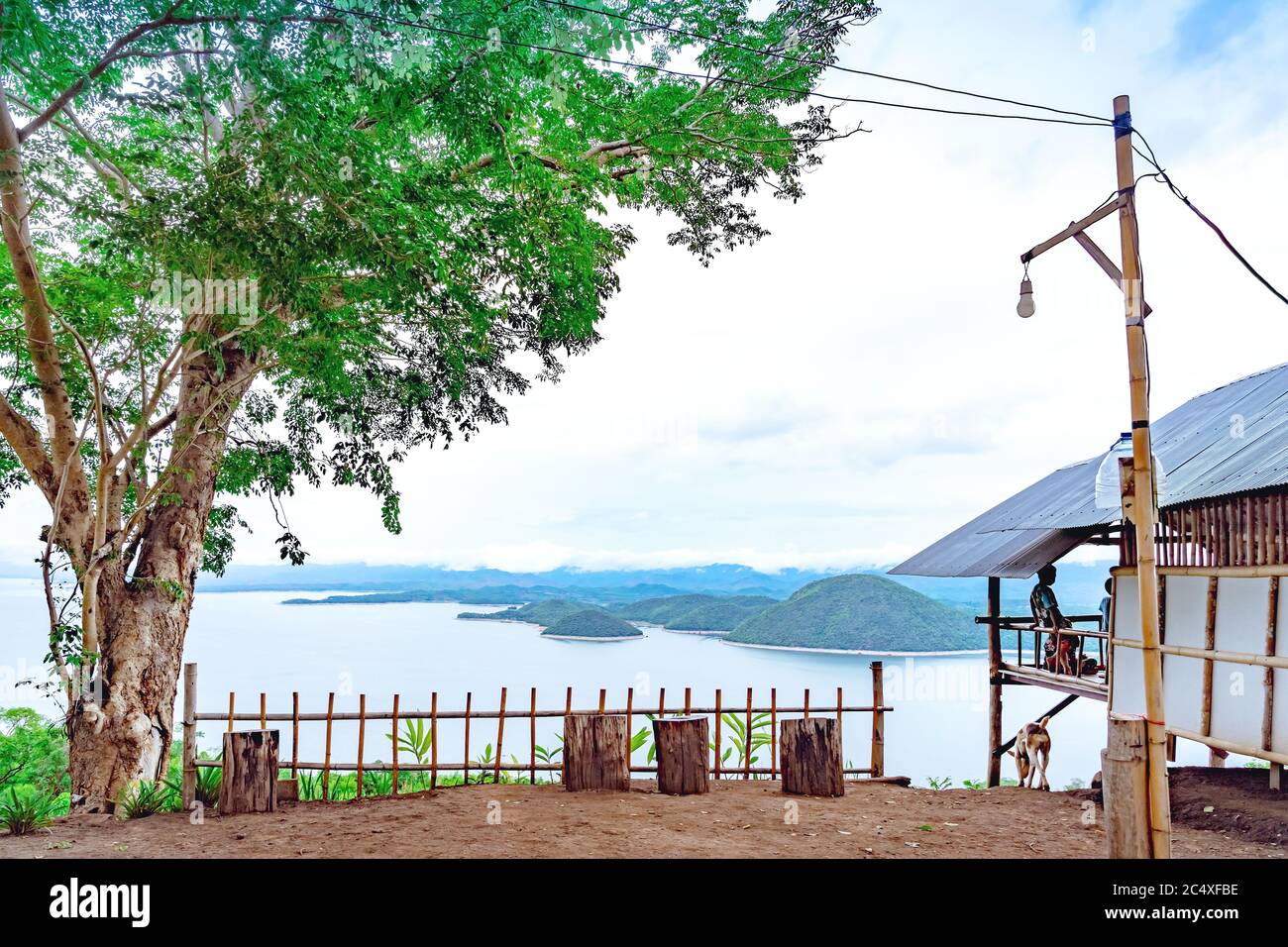 Natural chair made from wooden log for lookout point with resting ...