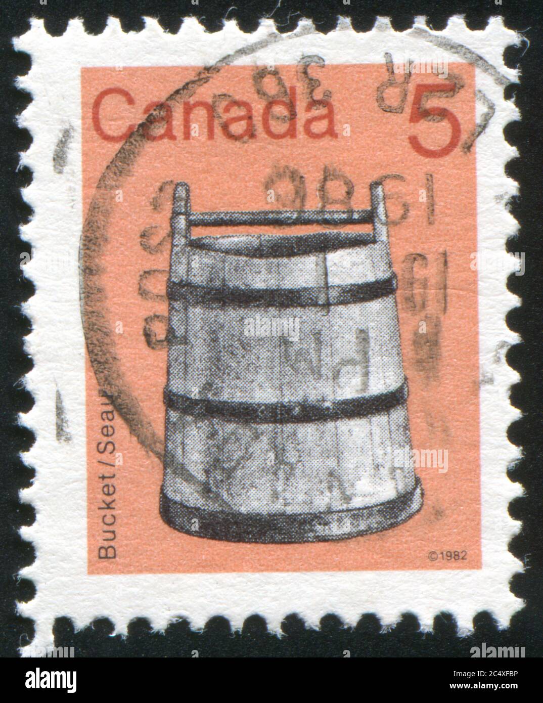 CANADA - CIRCA 1982: stamp printed by Canada, shows Bucket, circa 1982 ...