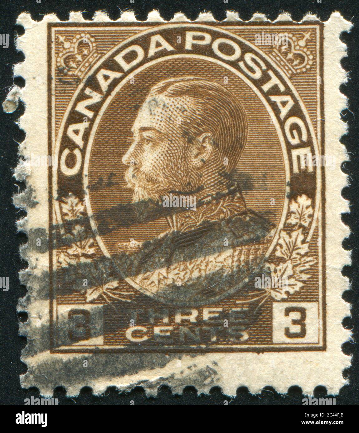 CANADA - CIRCA 1911: stamp printed by Canada, shows King George V ...