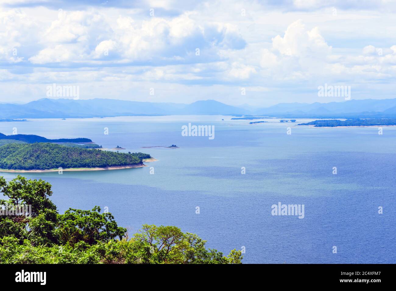 Beautiful scenery views of nature with a large reservoir above the ...