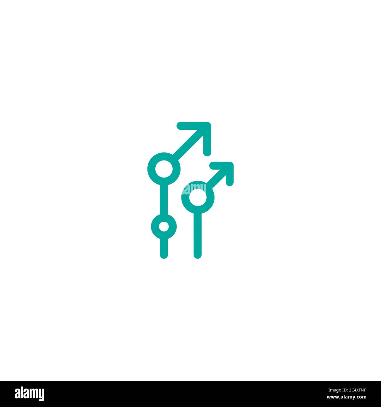 blue arrows up with dots and circles. icon isolated on white background ...